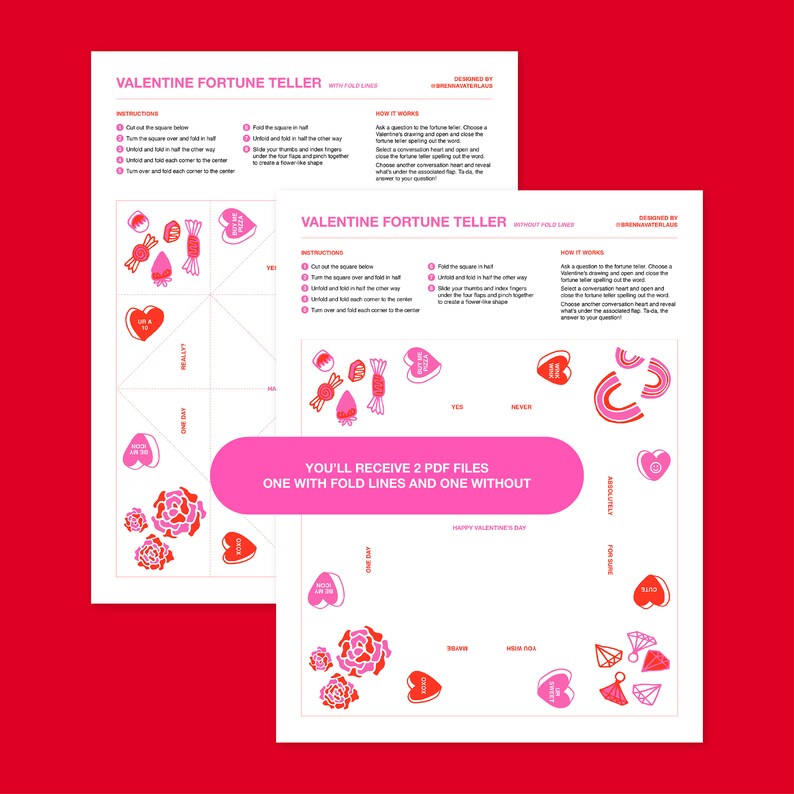 Valentine Fortune Teller Printable Digital Download DIY Valentine's ...