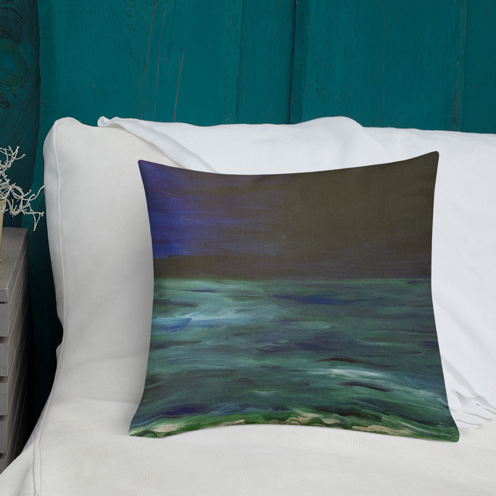 Abstract Pillow, Beach Pillow, Beach Waves Pillow, Abstract Art, Ocean ...