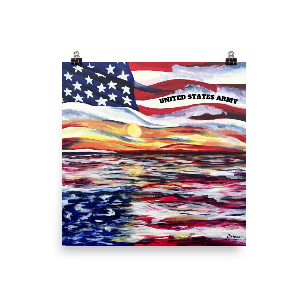 Army Print, Army Gift, Army Art, American Flag Print, Usa Art, American ...