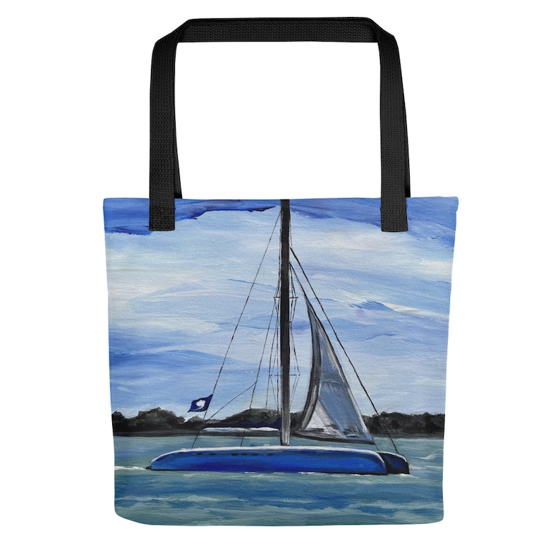 Boat Tote Bag, Boat on Water Bag, Boat Bag, Blue Tote Bag, Cancun ...