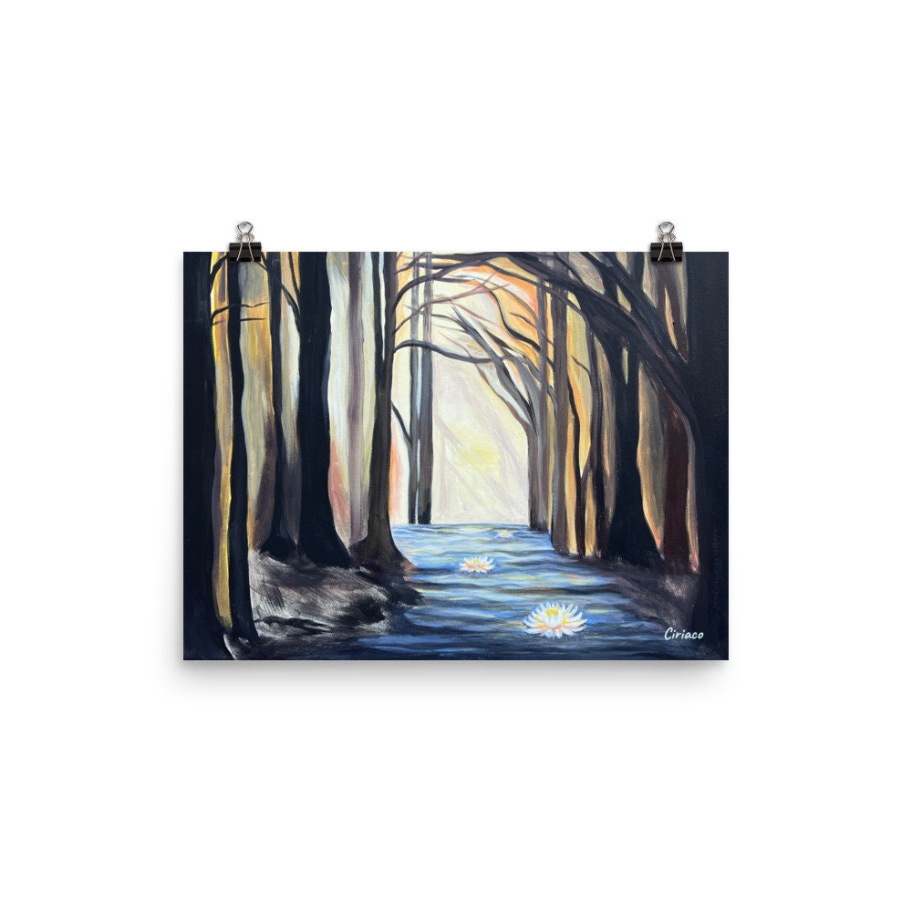 Dark Tree Art, Healing Art, Tree Print, Dark Trees, Lotus Flower Print ...