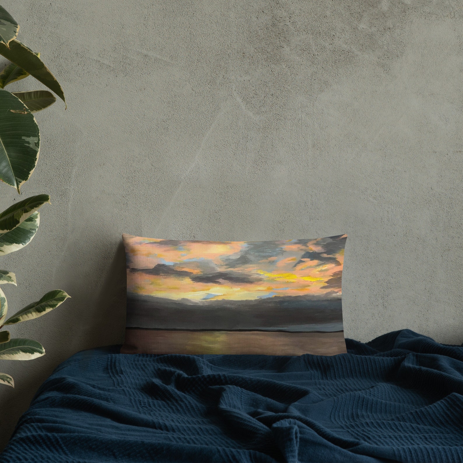 Sunset Pillow, Sunset Painting, Beach Pillow, Sky Pillow, Beach Art ...