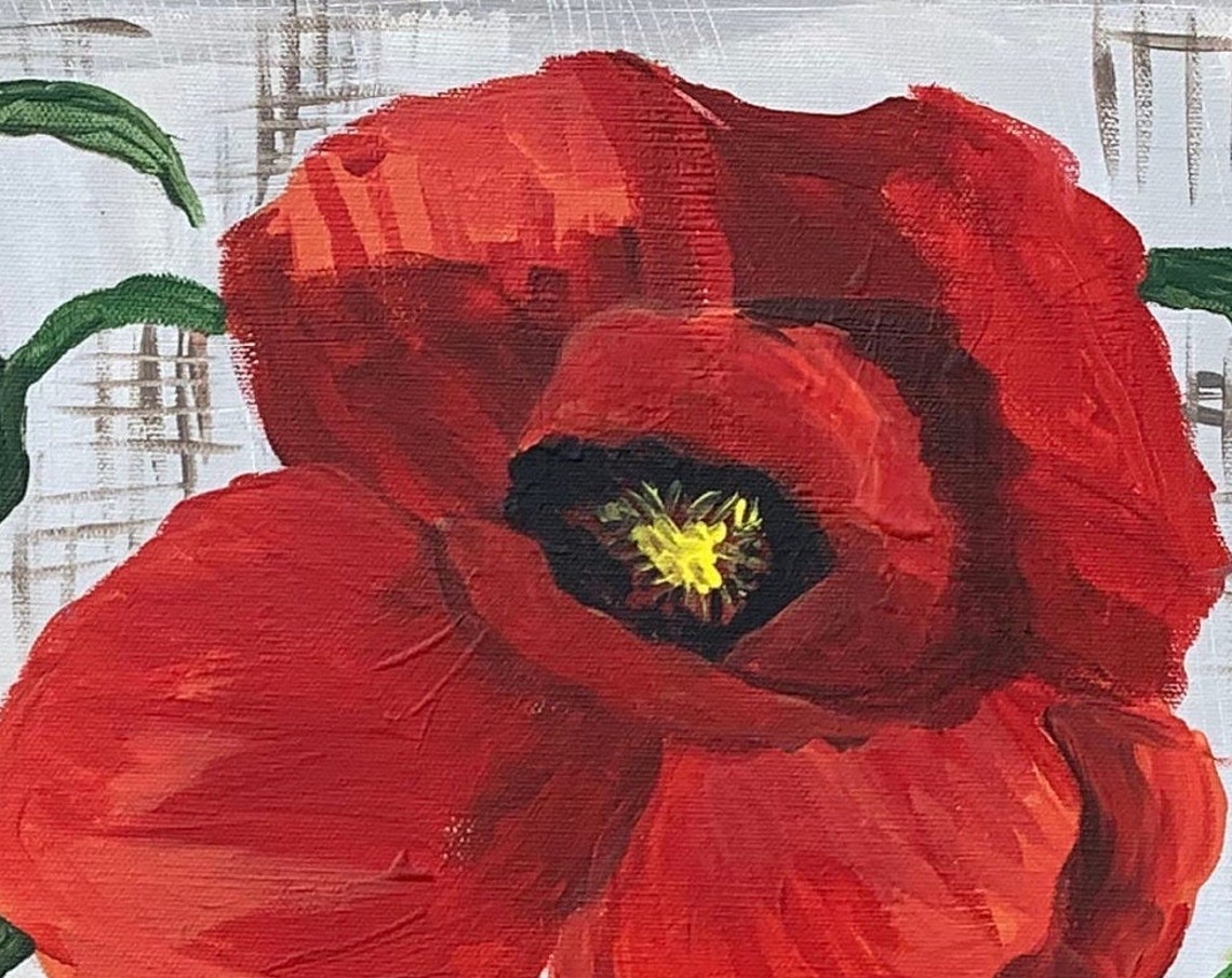 Poppy Art, Poppy Painting, Original Painting, Red Poppy, Red Poppy Wall ...