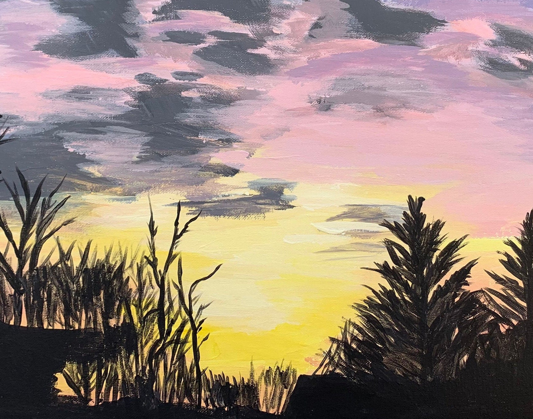 Purple Art Print, Purple Sunset Painting, Purple Artwork, Canvas Art ...