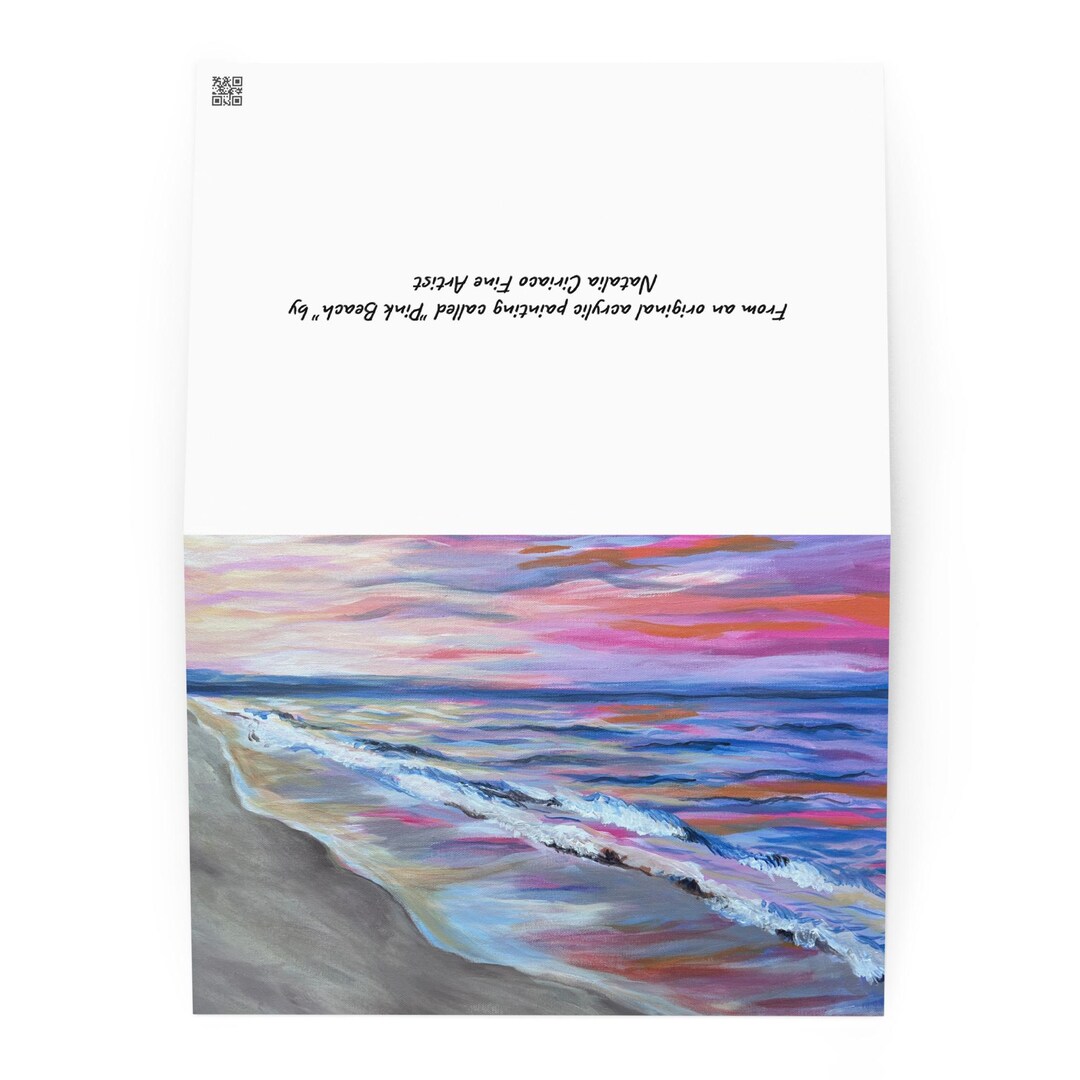Pink Beach Greeting Card, Beach Card, Pink Beach, Sunset Beach - Etsy