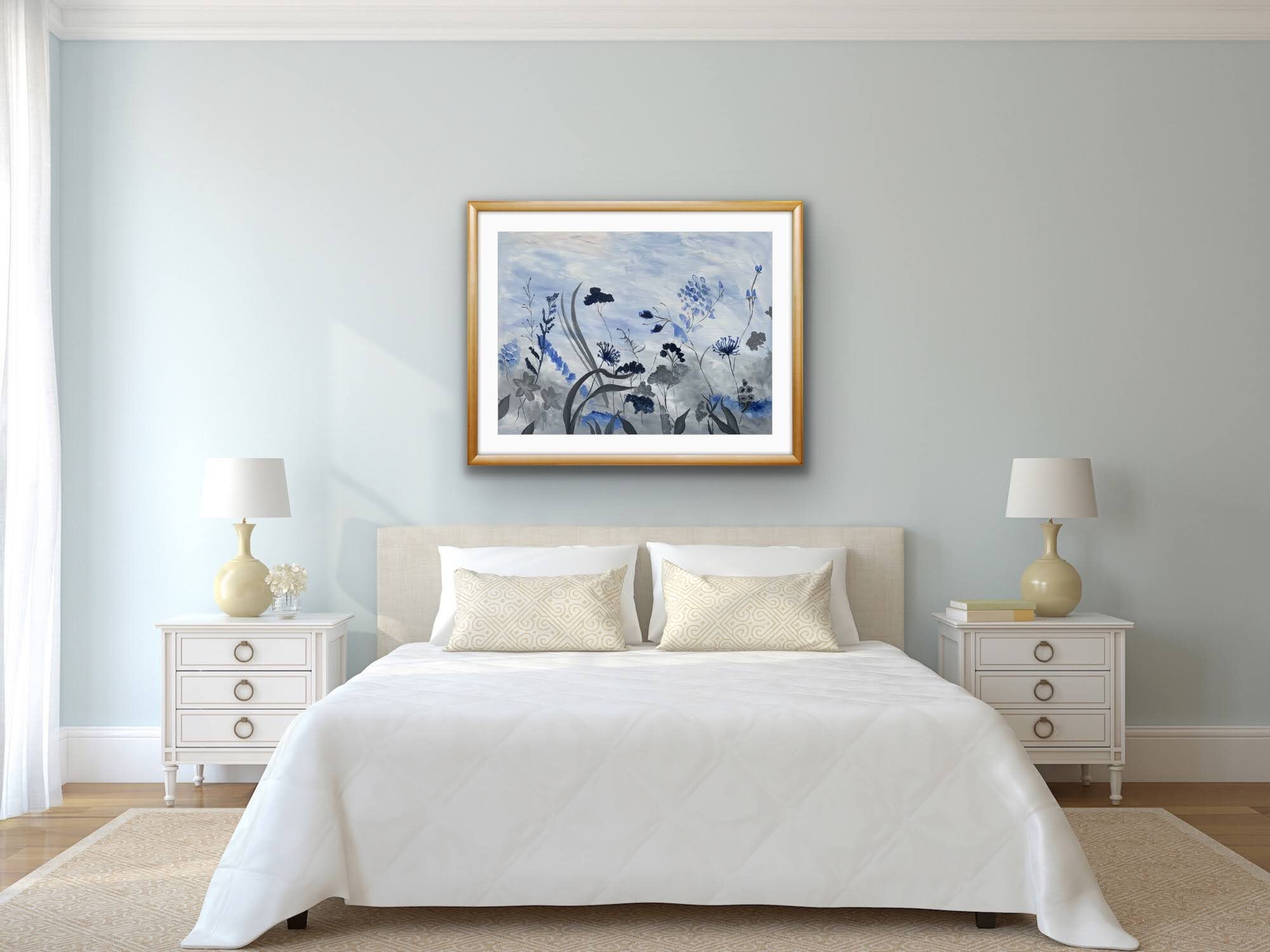 Wildflower Print, Blue Flower Print, Blue Wall Art, Blue Flowers ...