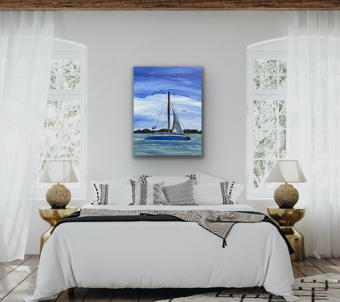 Boat Painting Boat Painting on Canvas Boat Painting - Etsy
