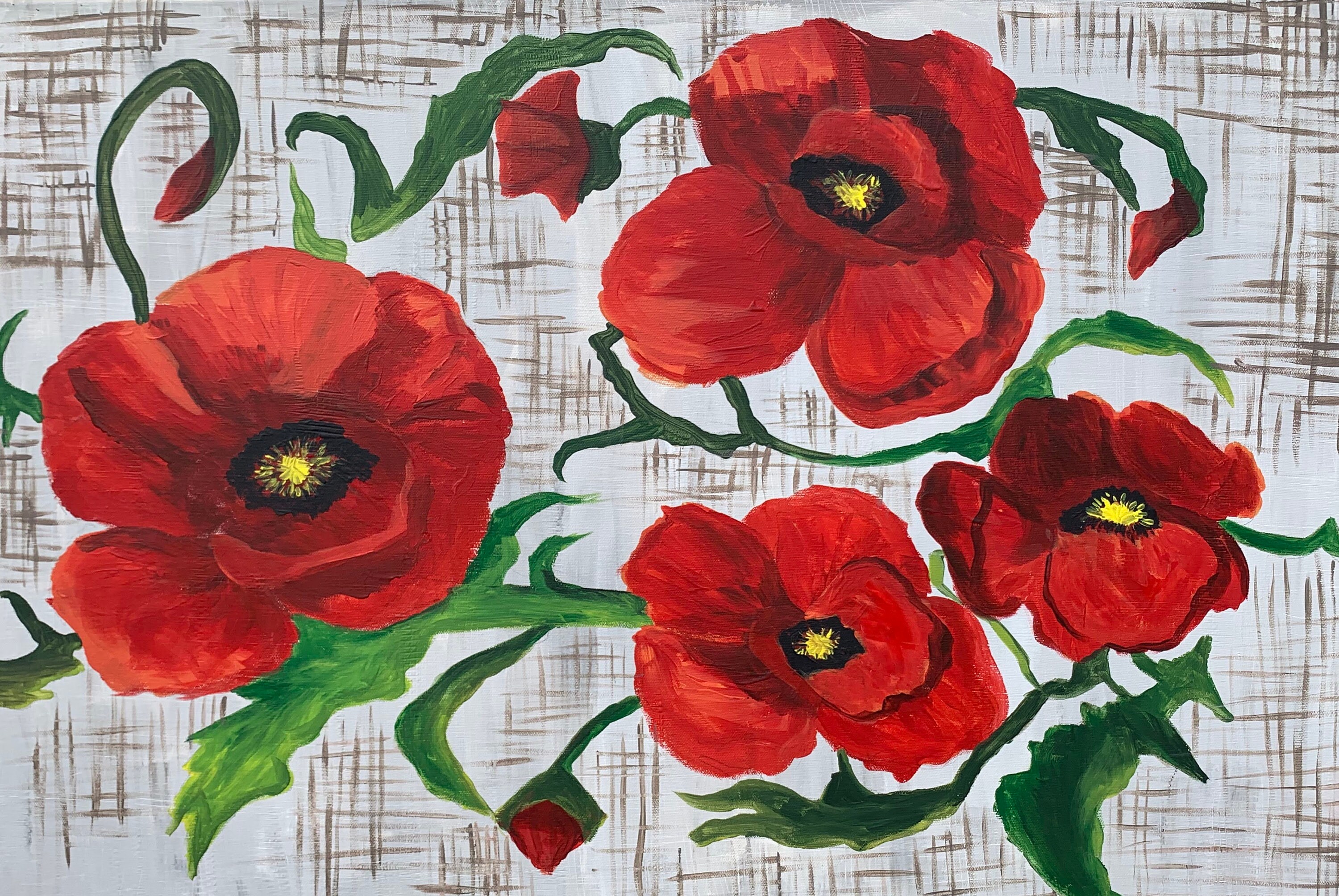 Poppy Art, Poppy Painting, Original Painting, Red Poppy, Red Poppy Wall ...
