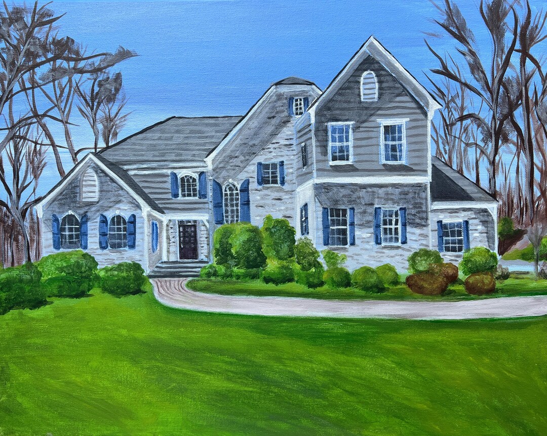 Custom House Portrait, Home Portrait, Photo to Painting, Moving Gift ...