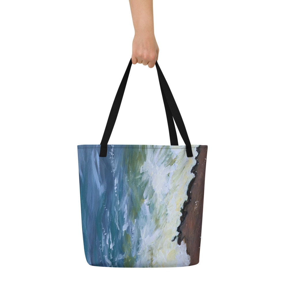 Beach Bag, Abstract Beach Bag, Abstract Bag, Blue Beach Bag, Art Bag ...
