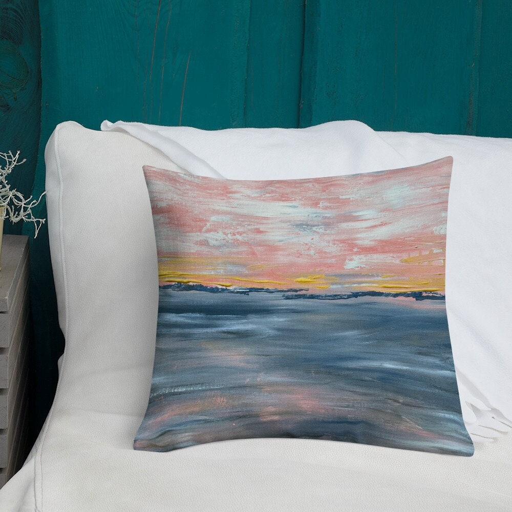 Abstract Pillow, Pink and Blue Abstract Pillow, Pink Abstract Pillow ...