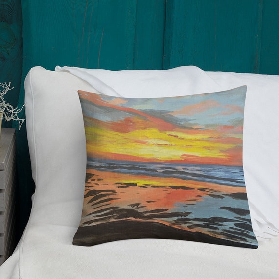 Sunset Pillow Sunset Sky Pillow Sunset Painting Orange | Etsy