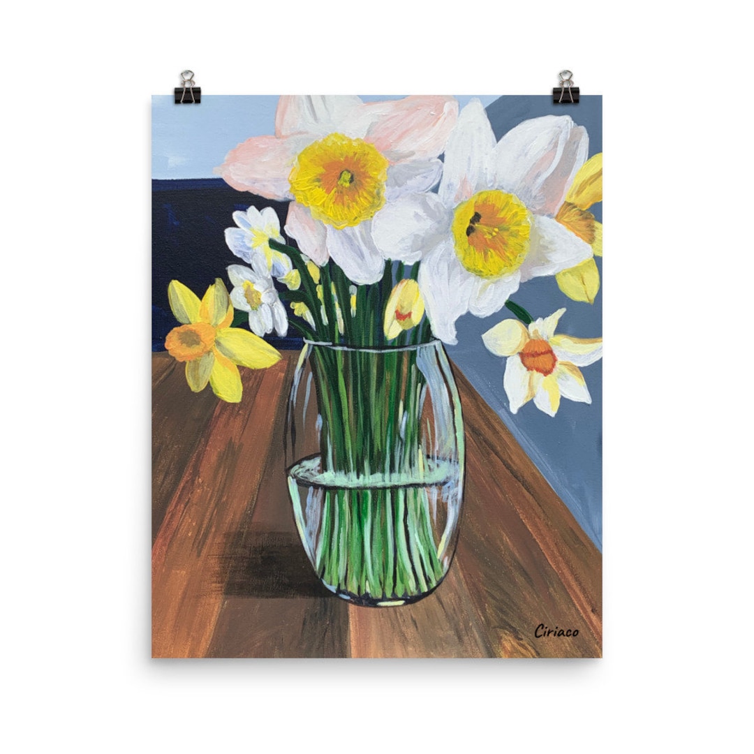 Daffodil Print, Daffodil Painting, Flower Print, Flower Painting, Home ...