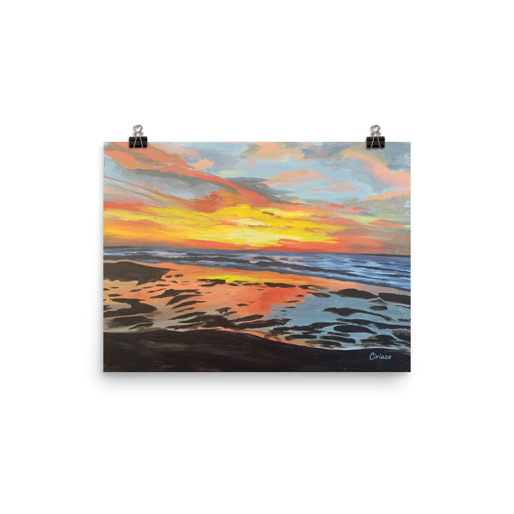 Sunset Sky Print, Sunset Print, Sunset Painting, Art Print, Beach Art ...