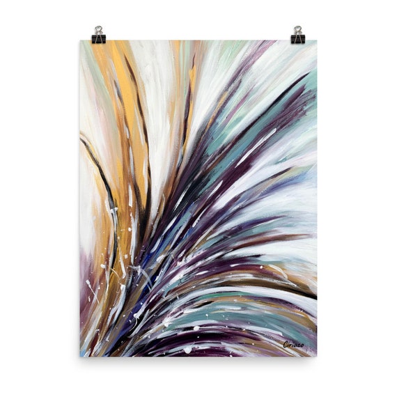 Abstract Print Gold Abstract Painting Maroon Abstract | Etsy