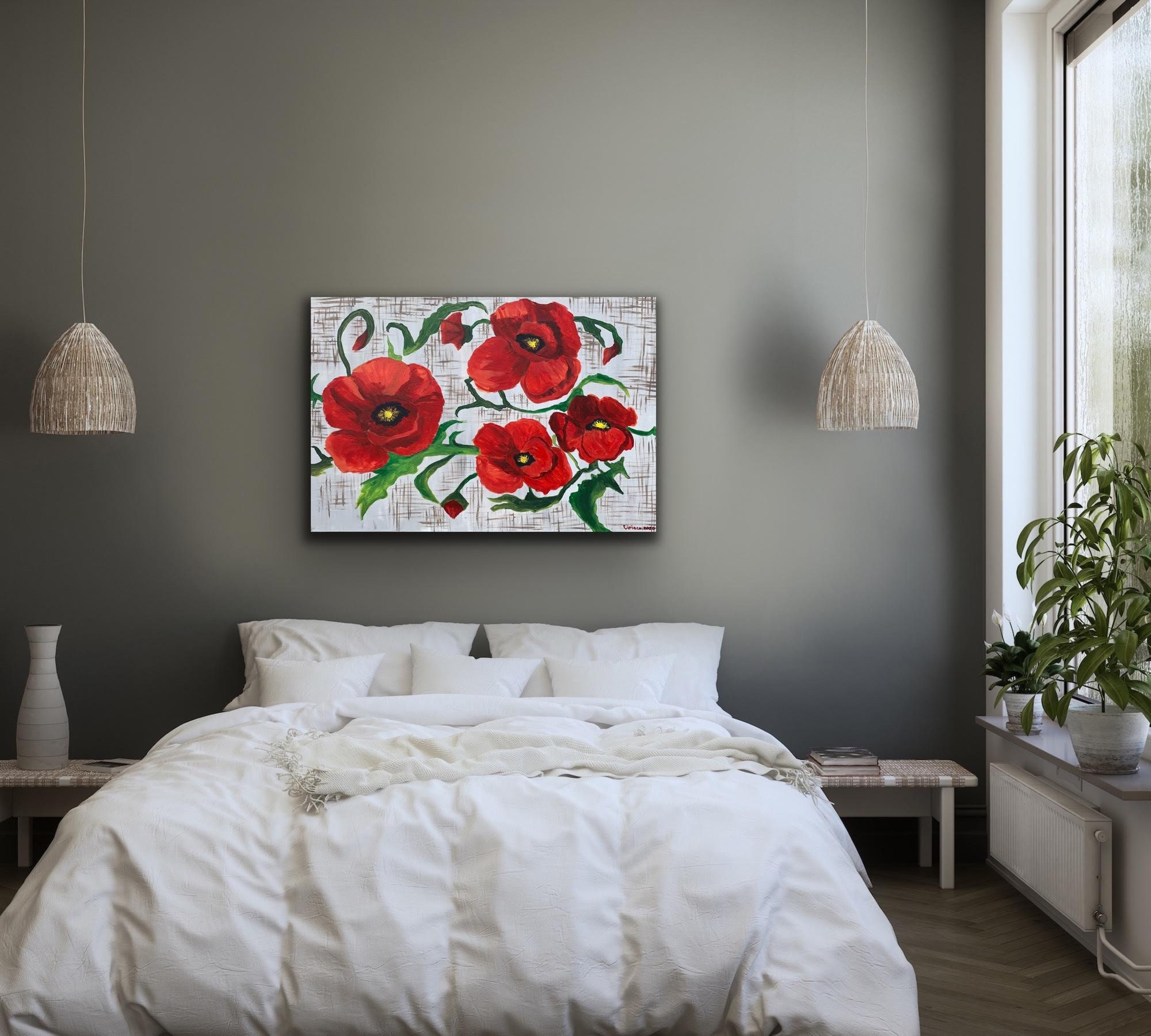 Poppy Art, Poppy Painting, Original Painting, Red Poppy, Red Poppy Wall ...