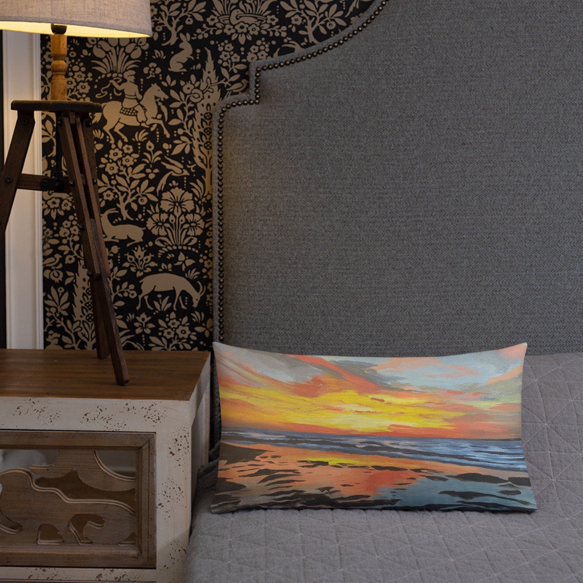Sunset Pillow, Sunset Sky Pillow, Sunset Painting, Orange Sunset Pillow ...
