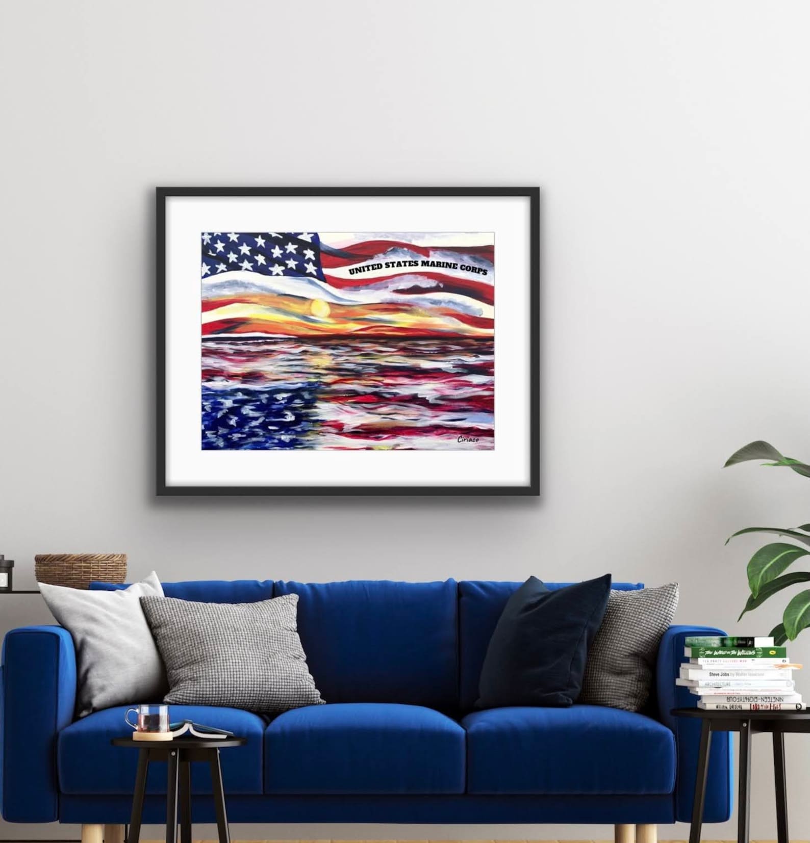 Marine Corps Print, Marine Corps Gift, Marine Corps Art, American Flag ...