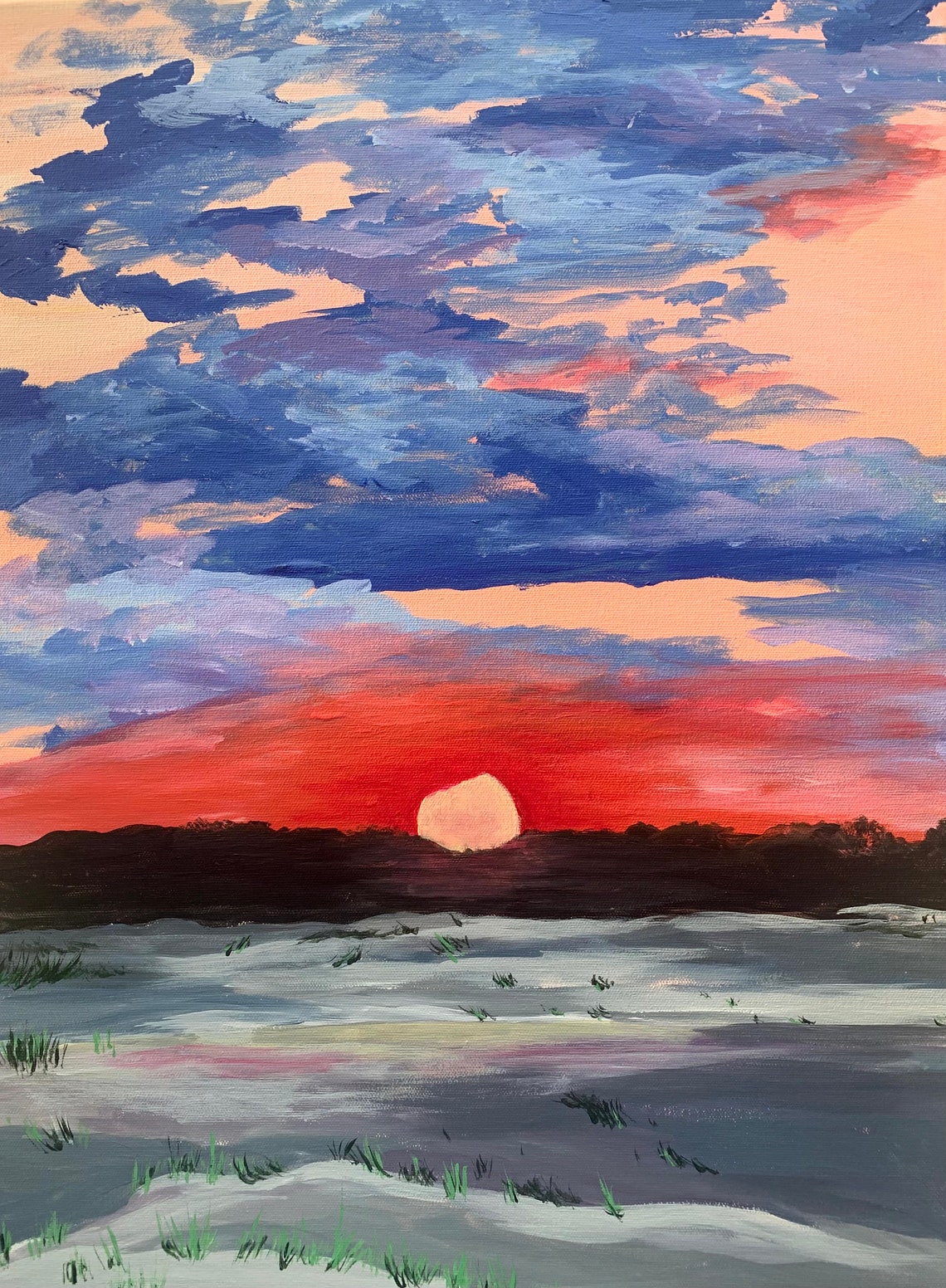 Outer Banks Painting Obx Outer Banks Art Sunset Painting - Etsy