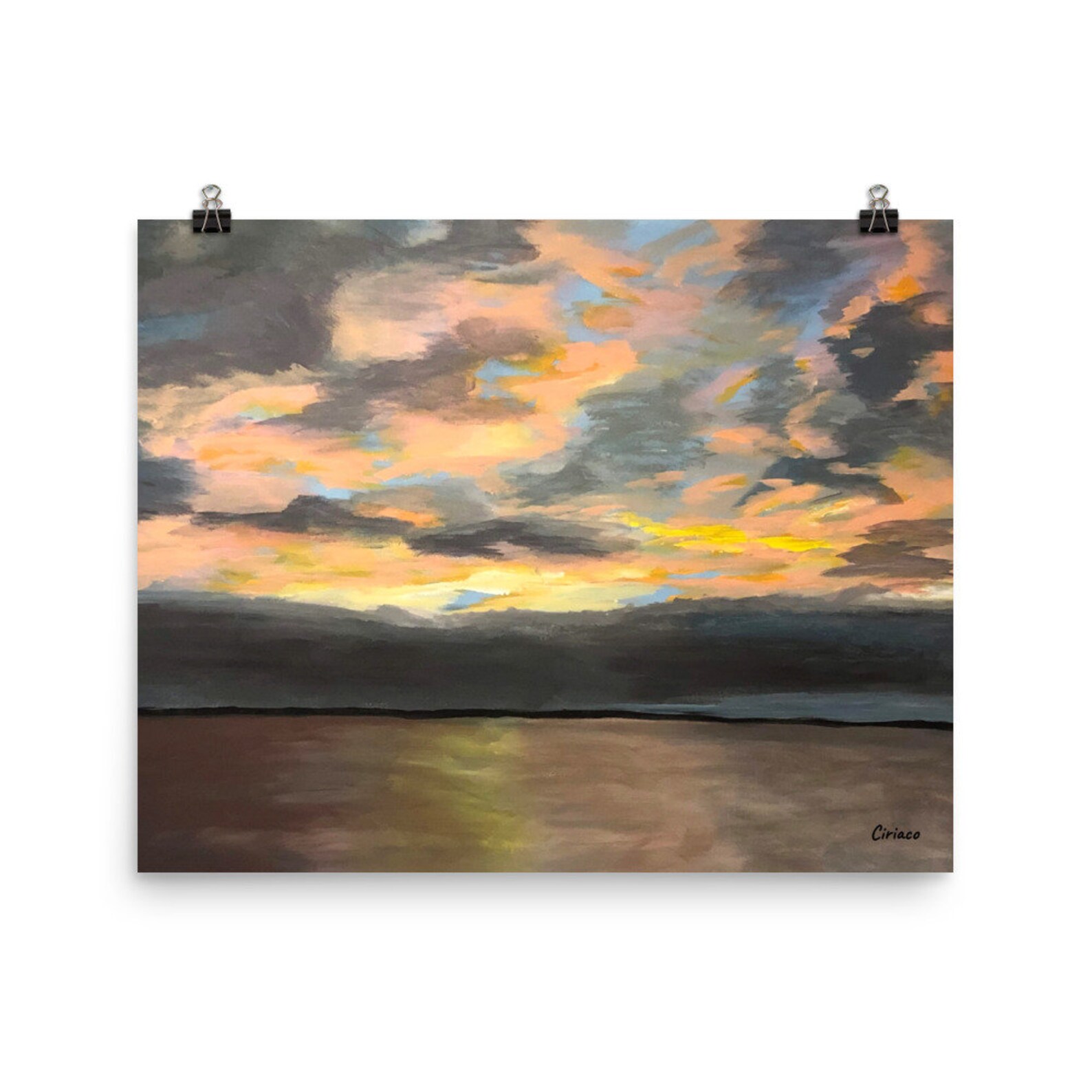 Sky Print, Sky Wall Art, Orange and Yellow Sky, Sunset Painting ...