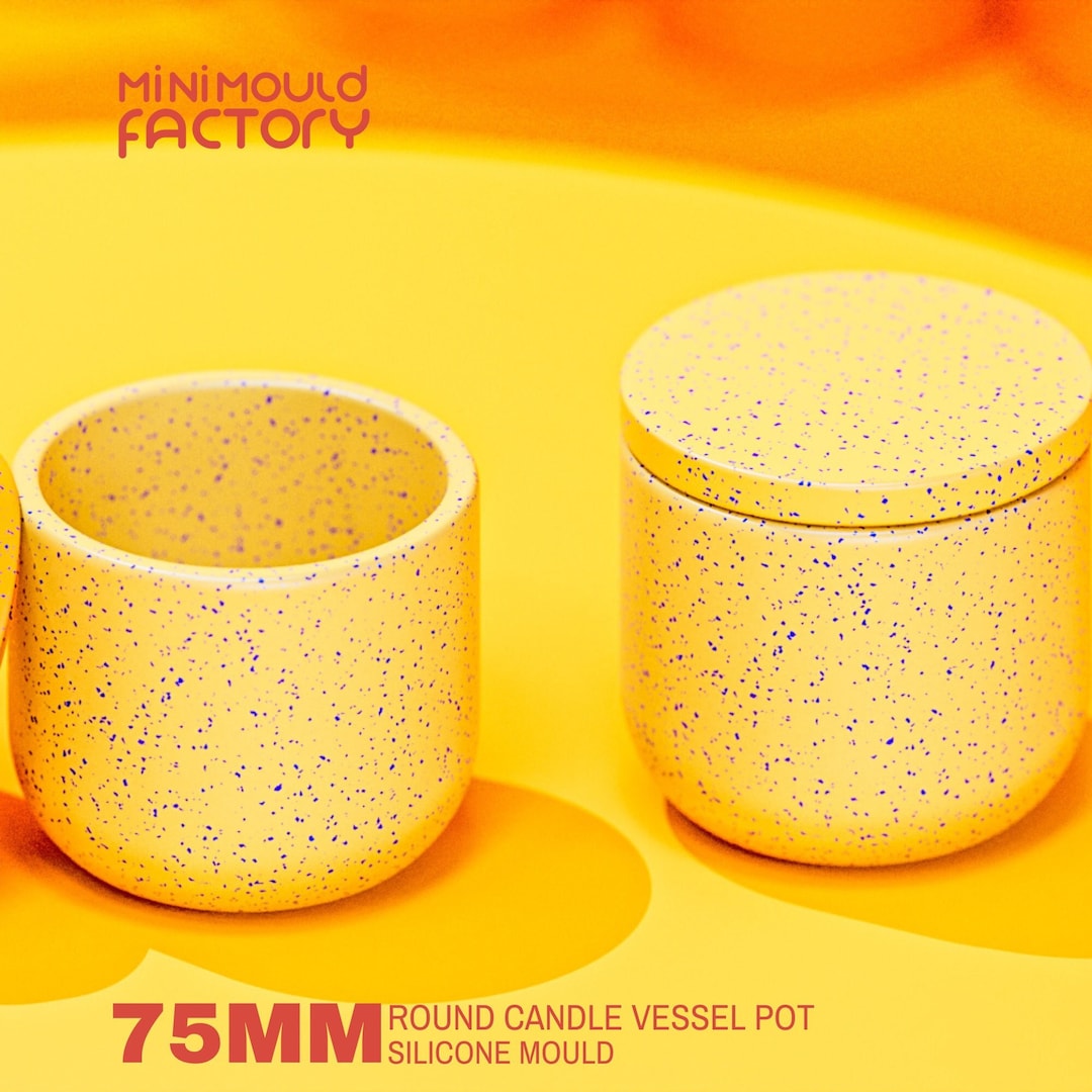 75mm Candle Vessel Silicone Mould With Lid: Plant Pot, Concrete ...
