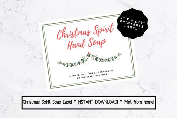 PRINTABLE Christmas Spirit Hand Soap Label Printable DIY | Etsy