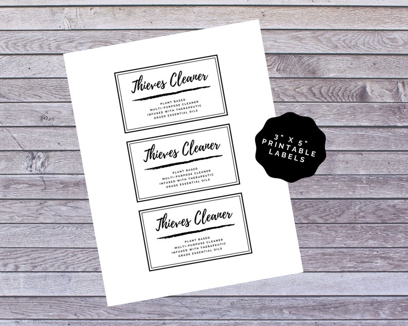 PRINTABLE Thieves Cleaner Label, Digital Thieves Household Cleaner ...