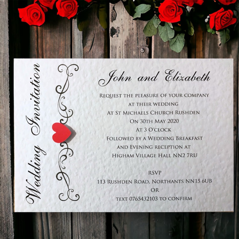 Wedding Invitations, Handmade Personalised Evening Wedding Reception ...