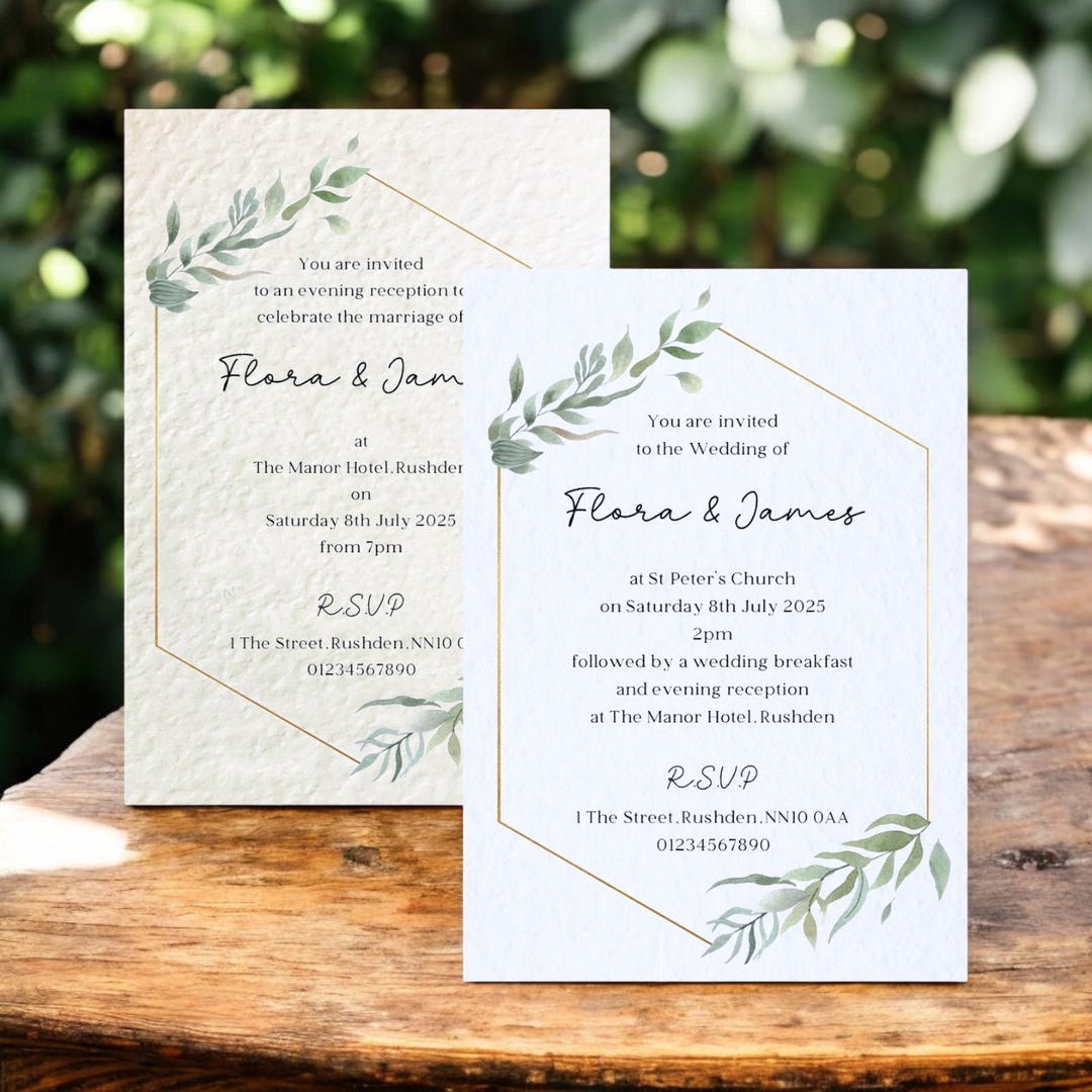 Eucalyptus Wedding Invitations, Rustic Evening Reception Party Invites ...