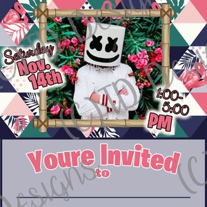 Hawaiian Marshmello Fill in Invitation - Etsy