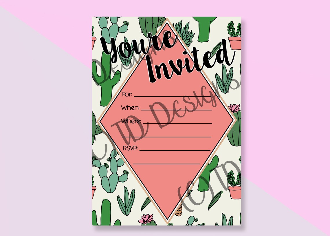 Cactus Invitation - Etsy