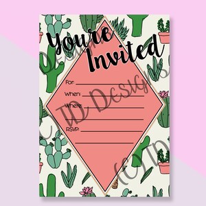 Cactus Invitation - Etsy