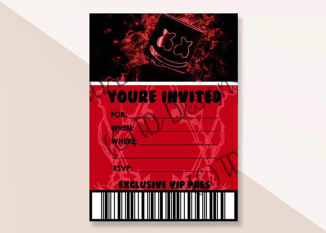 DJ Marshmello Red Invitation - Etsy Australia