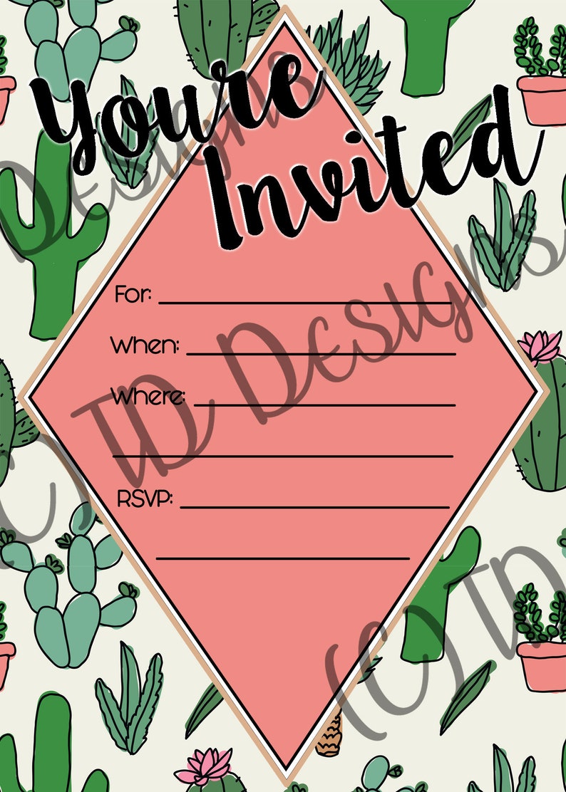 Cactus Invitation - Etsy