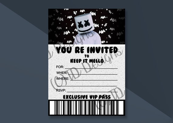 Black & White Marshmello Invite | Etsy
