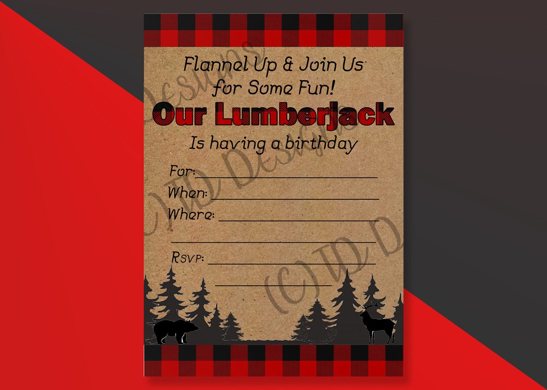 Lumberjack Fill-in Invitation - Etsy