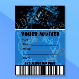 DJ Marshmello Blue Invitation - Etsy