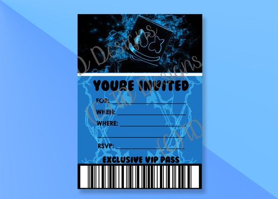 DJ Marshmello Blue Invitation | Etsy