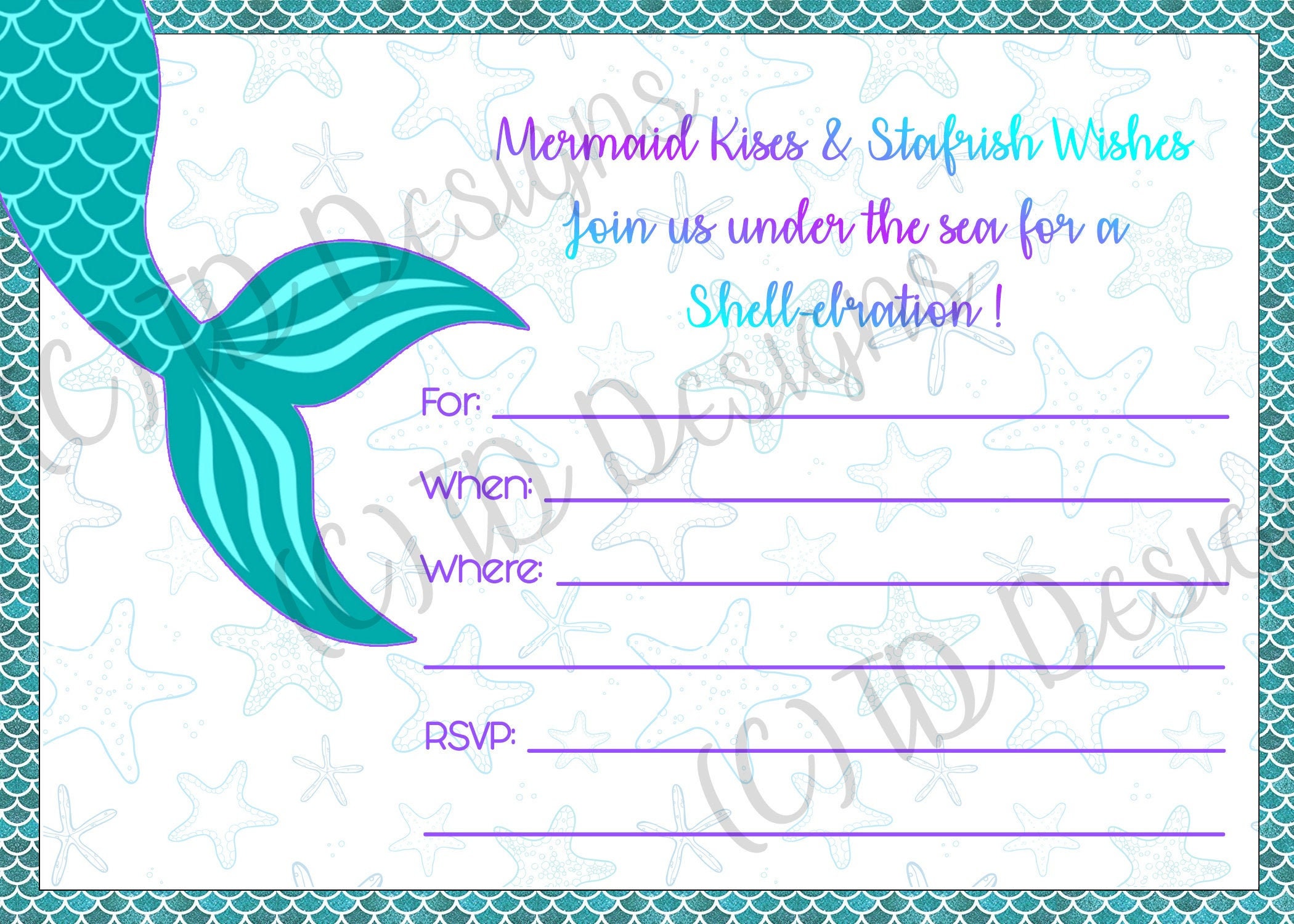 Mermaid Shell-ebration Invite - Etsy