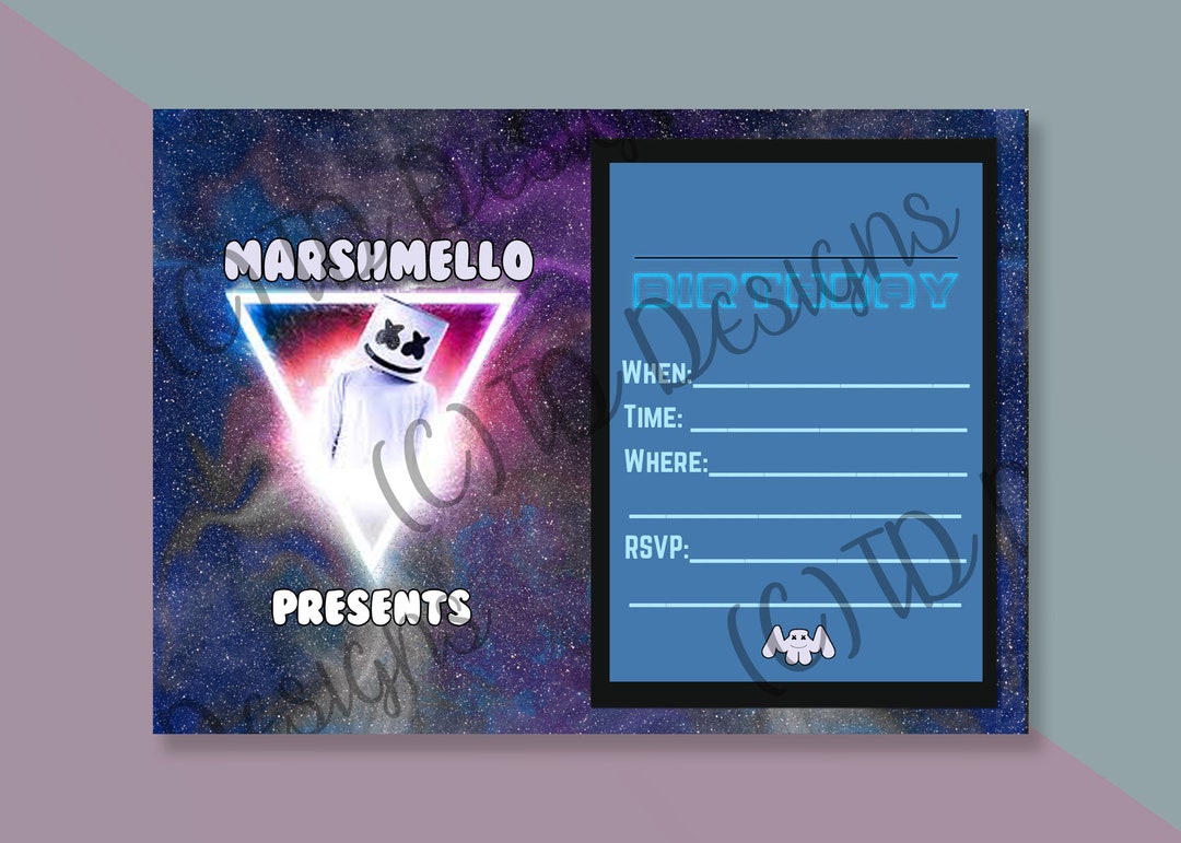Galaxy DJ Marshmello Fill in Invitation - Etsy