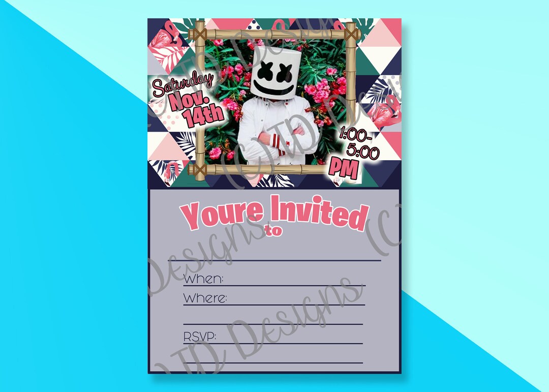 Hawaiian Marshmello Fill in Invitation - Etsy