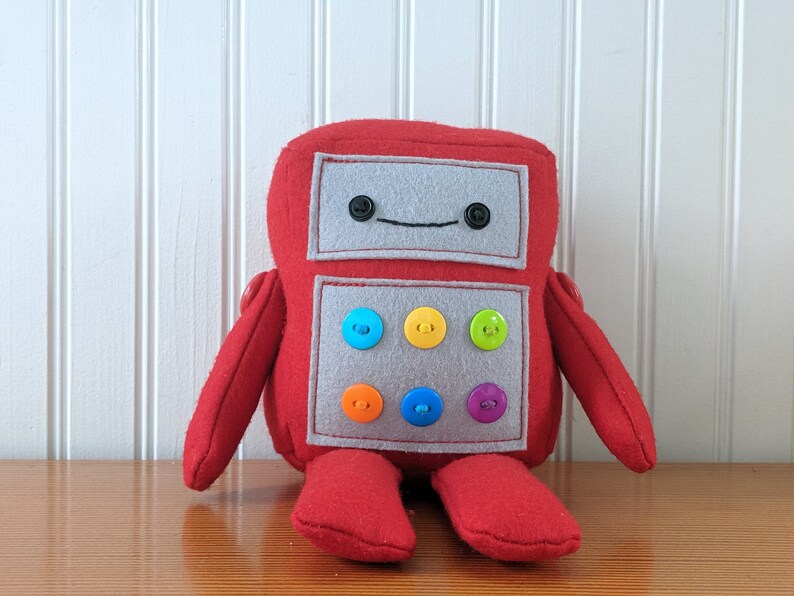 Red Robot Plushie - Etsy