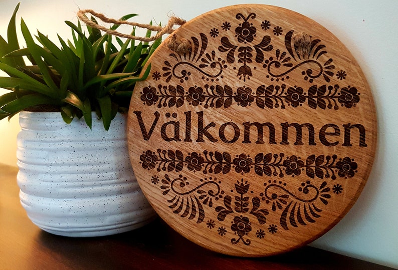 VALKOMMEN or VELKOMMEN Door Sign Door Hanger WELCOME Front - Etsy