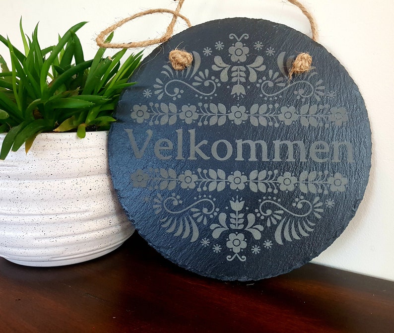 VALKOMMEN or VELKOMMEN Door Sign Door Hanger WELCOME Front - Etsy