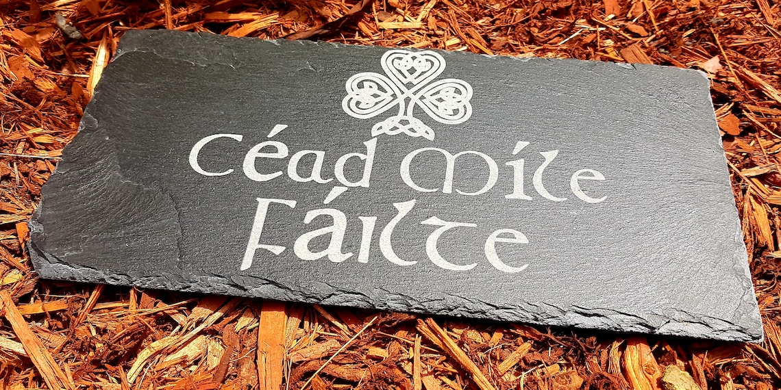 Irish Welcome Door Sign Cead Mile Failte Slate Door Hanger | Etsy