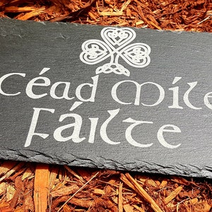 Cead Mile Failte Slate Door Hanger, Irish Welcome Door Sign, Celtic ...