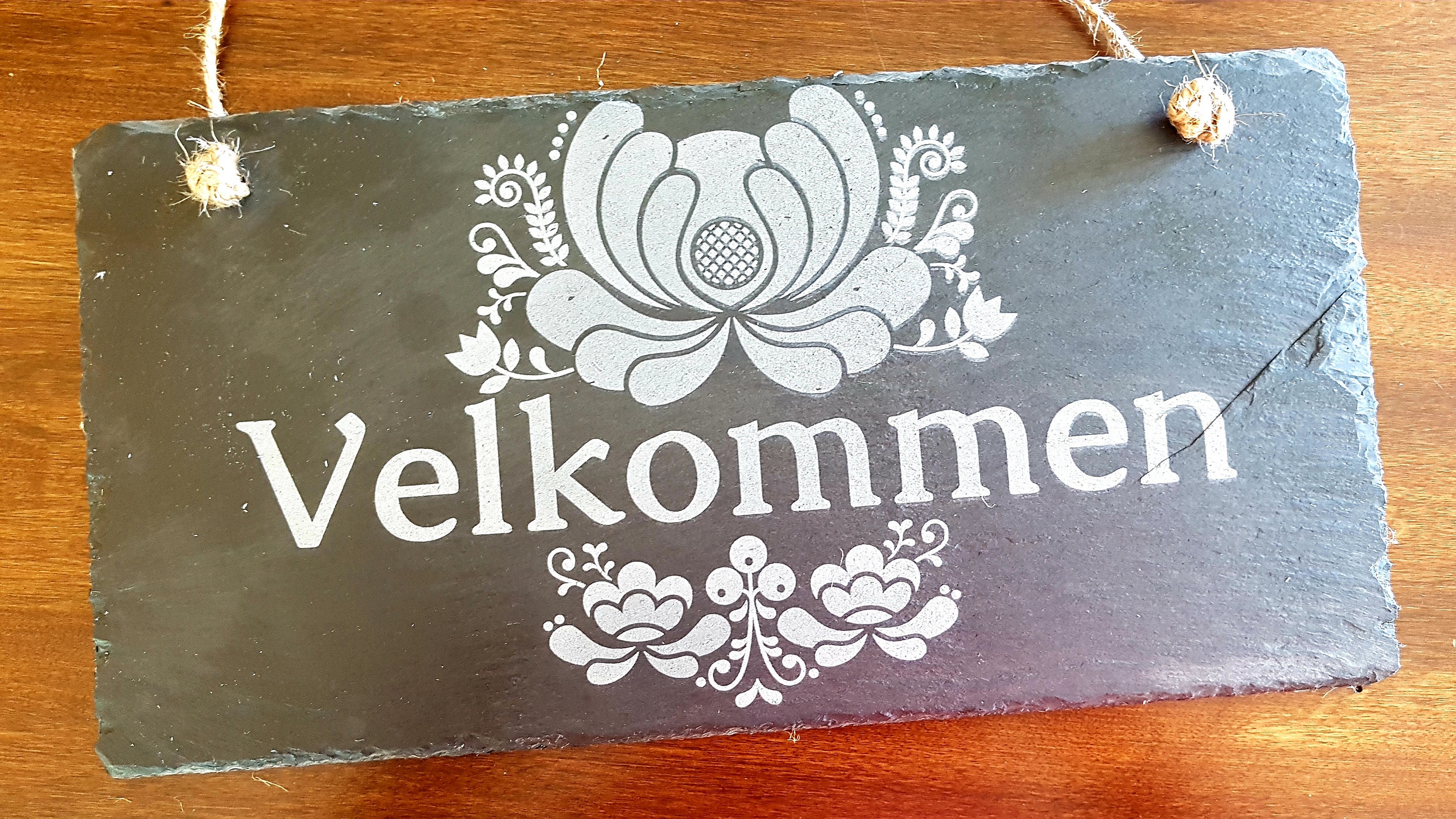 VELKOMMEN Door Sign NORSK Slate Door Hanger WELCOME | Etsy