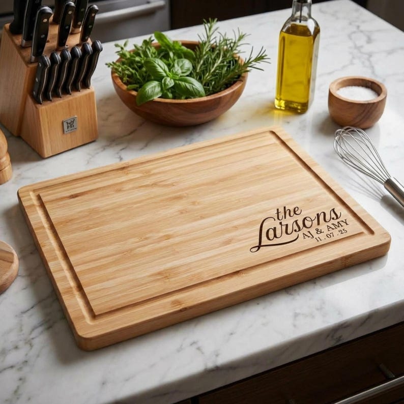 Personalized Bamboo or Acacia Cutting Board – Custom Engraved Chopping ...