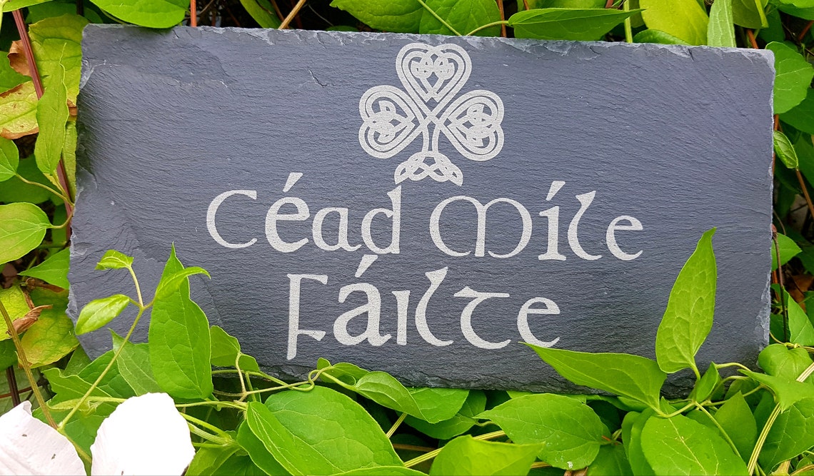 Irish Welcome Door Sign Cead Mile Failte Slate Door Hanger | Etsy