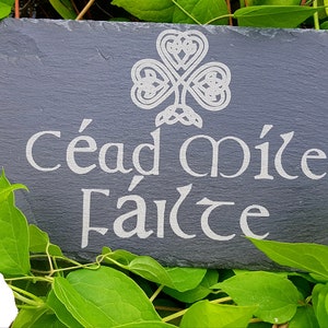 Cead Mile Failte Slate Door Hanger, Irish Welcome Door Sign, Celtic ...